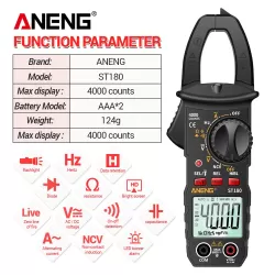ANENG ST180 Clamp Multimeter 4000 Counts AC and DC Voltage Multimeter ...