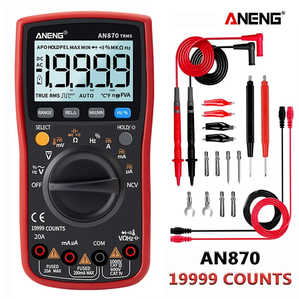 ANENG AN870 Digital Multimeter 19999 Counts Transistor Tester ...