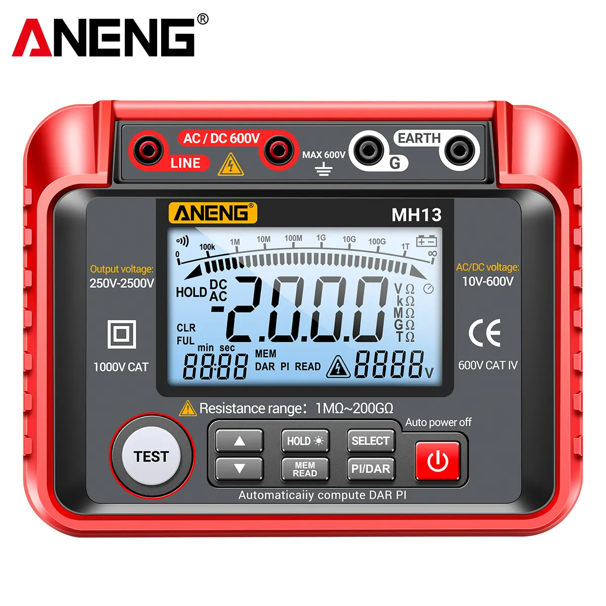 ANENG MH13 OHM Megohmmeter Multimeter Tester 2000 Count | ANENG ...